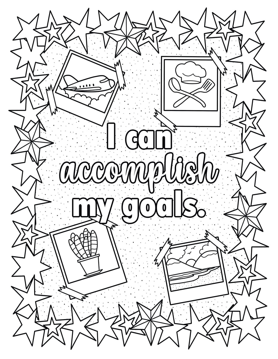 Printable Coloring Pages- "I Can" Affirmations - Goal Success Coach