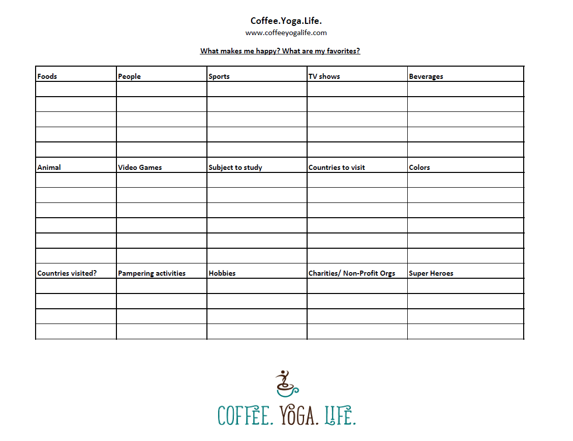 What makes me happy worksheet - Goal Success Coach