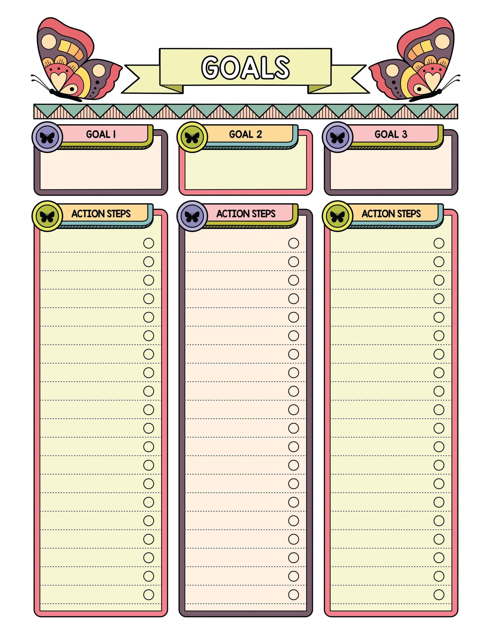 Printable Planner Pages- Butterflies - Goal Success Coach