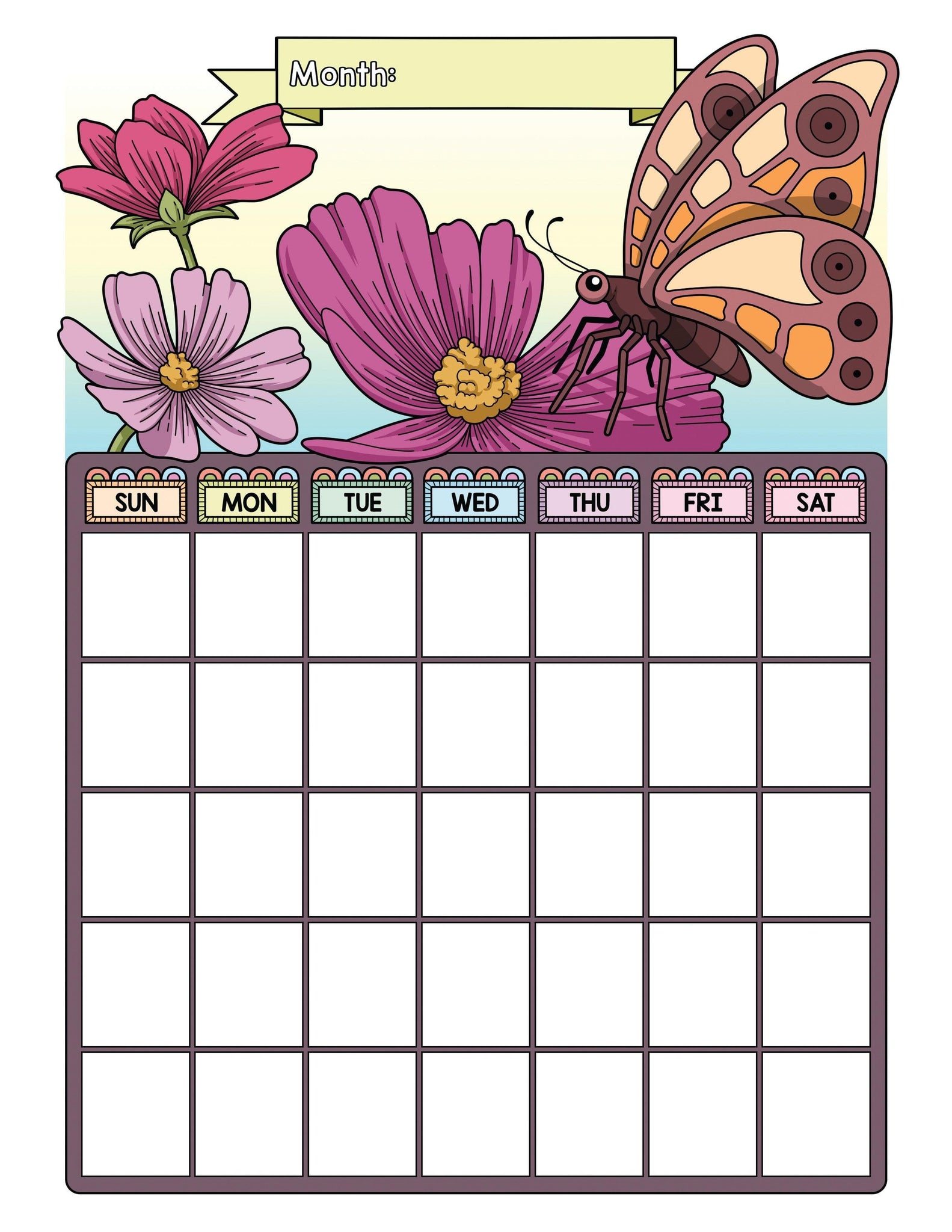 Printable Planner Pages- Butterflies - Goal Success Coach
